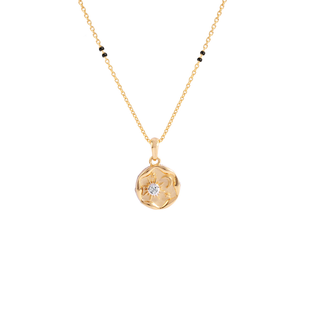 Lab-Grown The Sculpted Celestial Pendant Mangalsutra | DiAi Designs