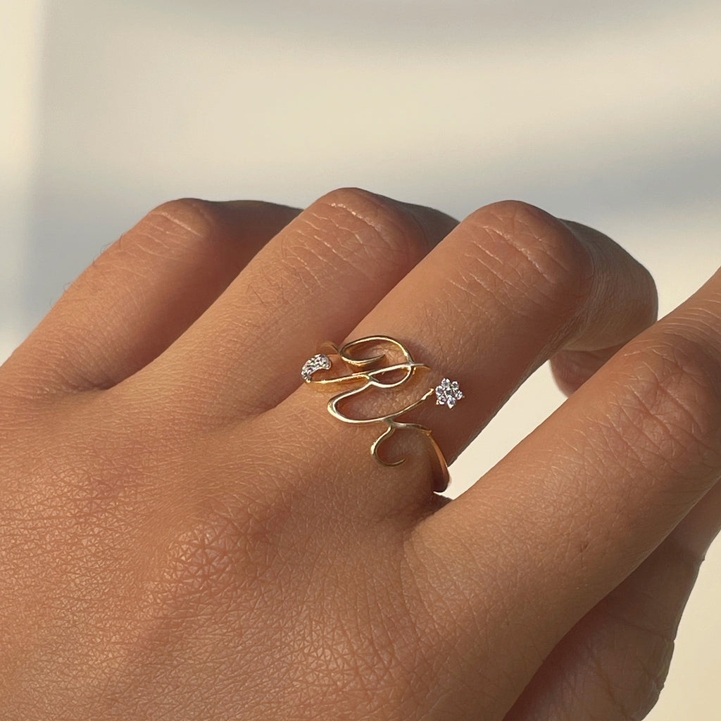 Buy Initial Star And Moon Diamond Rings Online - DiAi Designs