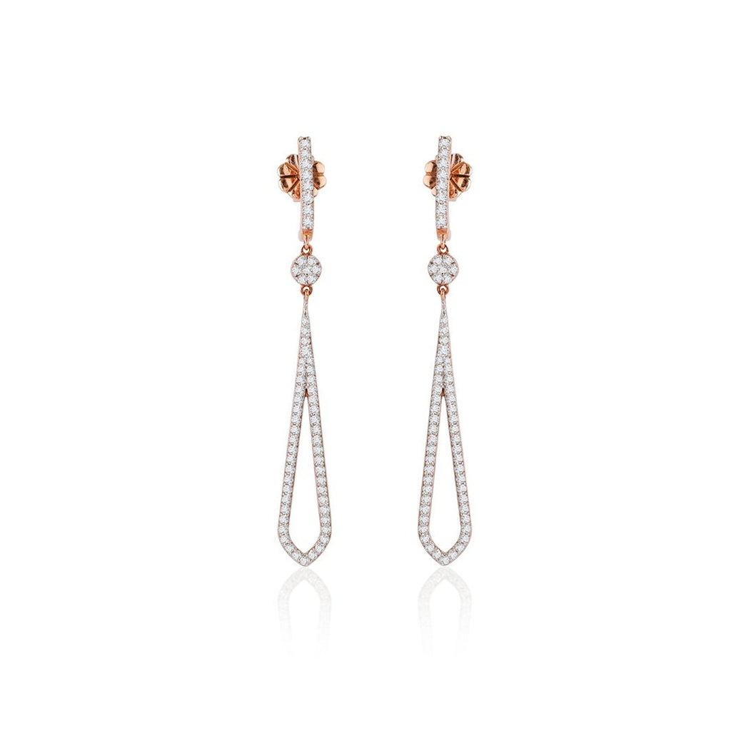 Lab-Grown Symmetrical Edged Long Diamond Earrings | DiAi Designs